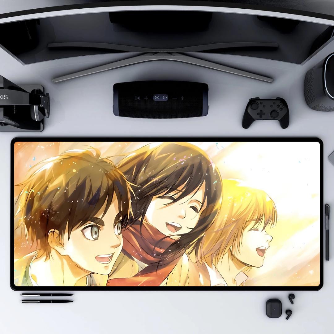Eren, Mikasa & Armin Desk Mat Gaming Mouse Pad Eren Desk Mat Anime Gift ...