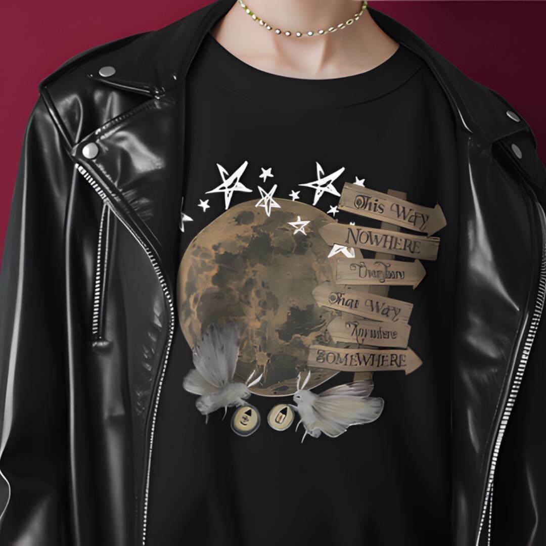 Mystical Moon & Moths Shirt Boho Witchcore Shirt With Celestial Signs ...
