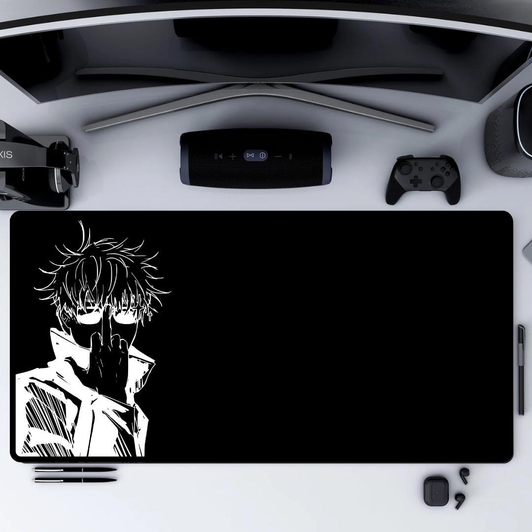 Gojo Desk Mat Black Bold Mousepad Gift for Anime Lovers Jujutsu Kaisen ...