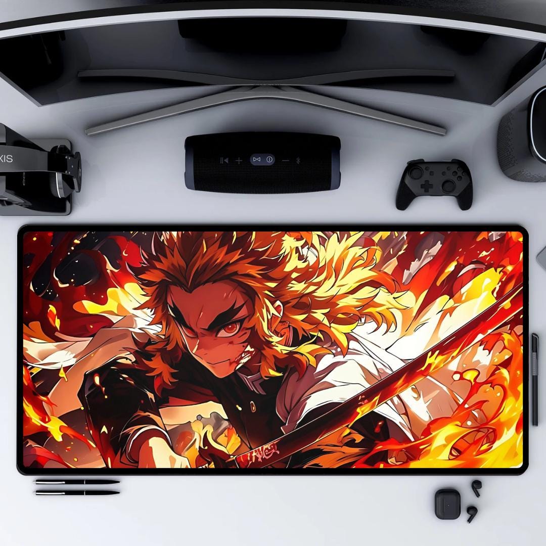 Rengoku Desk Mat Gaming Mouse Pad Demon Slayer Desk Mat Anime Gift ...