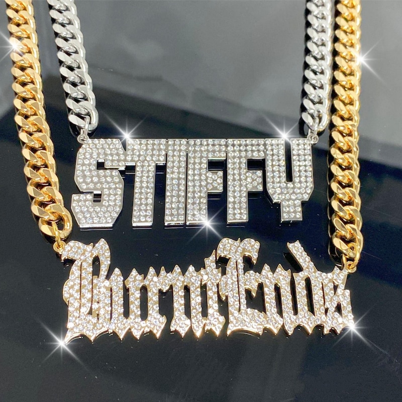 14k Big Gold Name Chain - Etsy