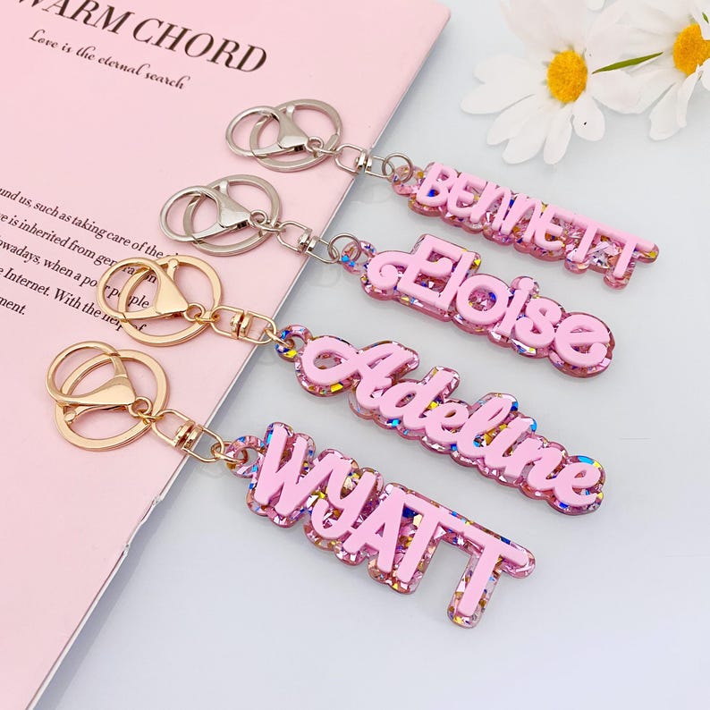Personalized Acrylic Name Keychain: Custom Backpack Tag - Etsy