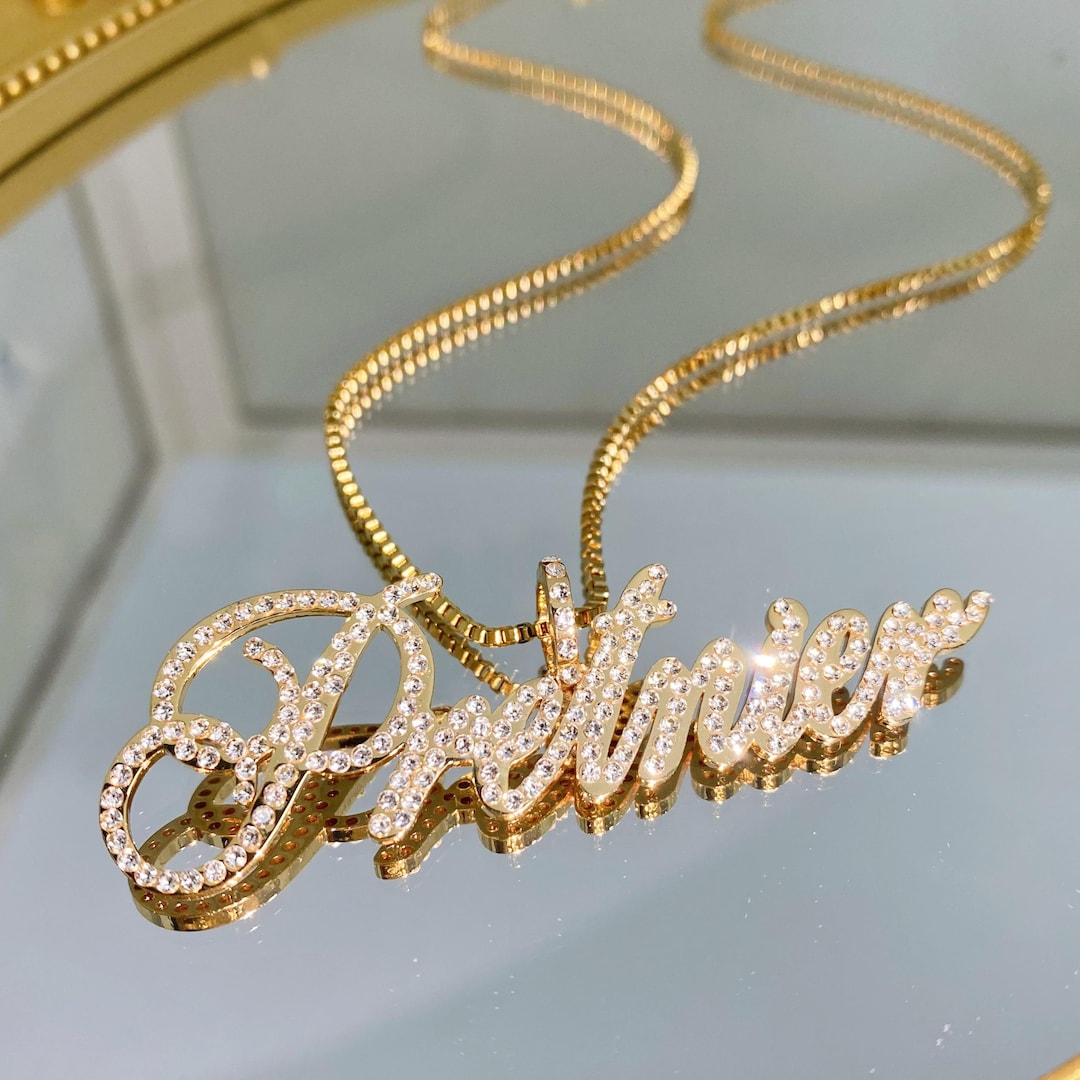 Diamond Name Necklace, Custom Diamond Name Necklace, Bling Name ...