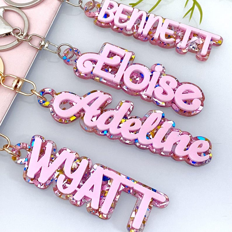 Personalized Acrylic Name Keychain: Custom Backpack Tag - Etsy