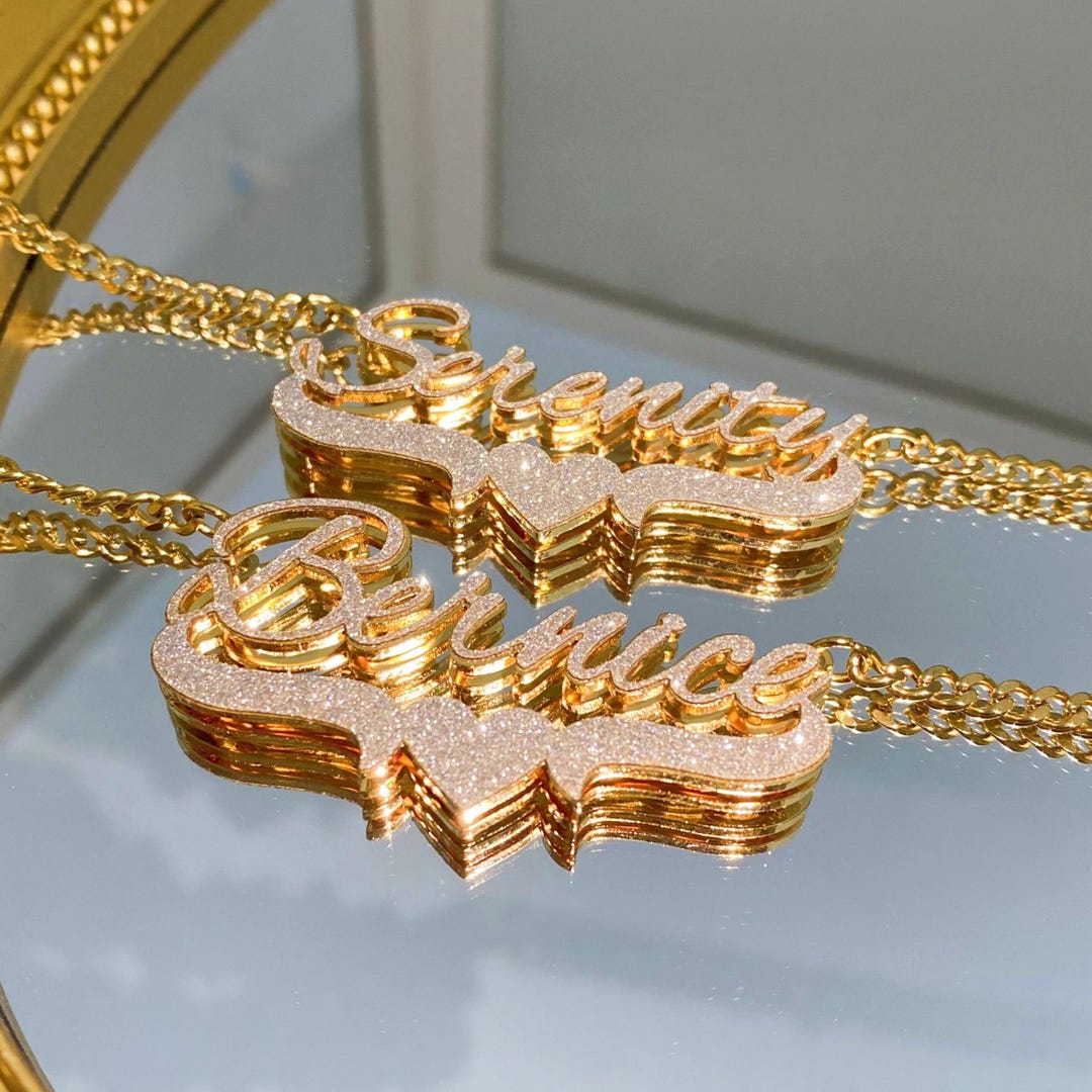 Double Name Plates Necklace