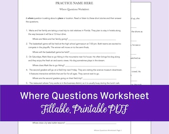 WH- Questions for Reading Comprehension Worksheet for Speech Therapy ...