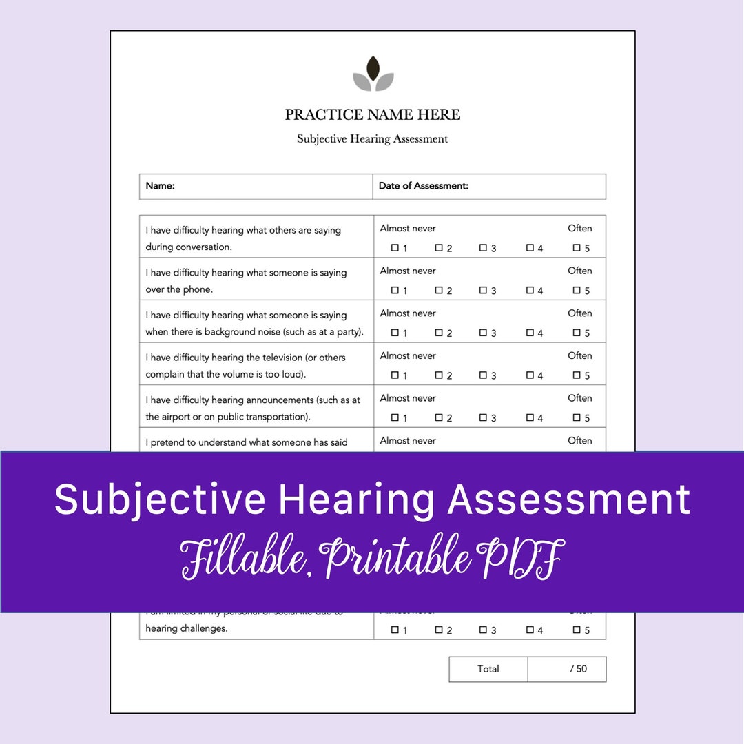 Subjective Hearing Assessment for Speech Therapy and Audiology ...