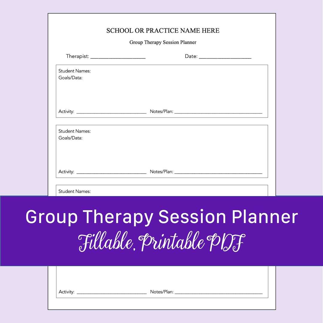 Group Therapy Session Planner | Fillable, Printable PDF for Slps, Ots, Pts, Counselors - Etsy