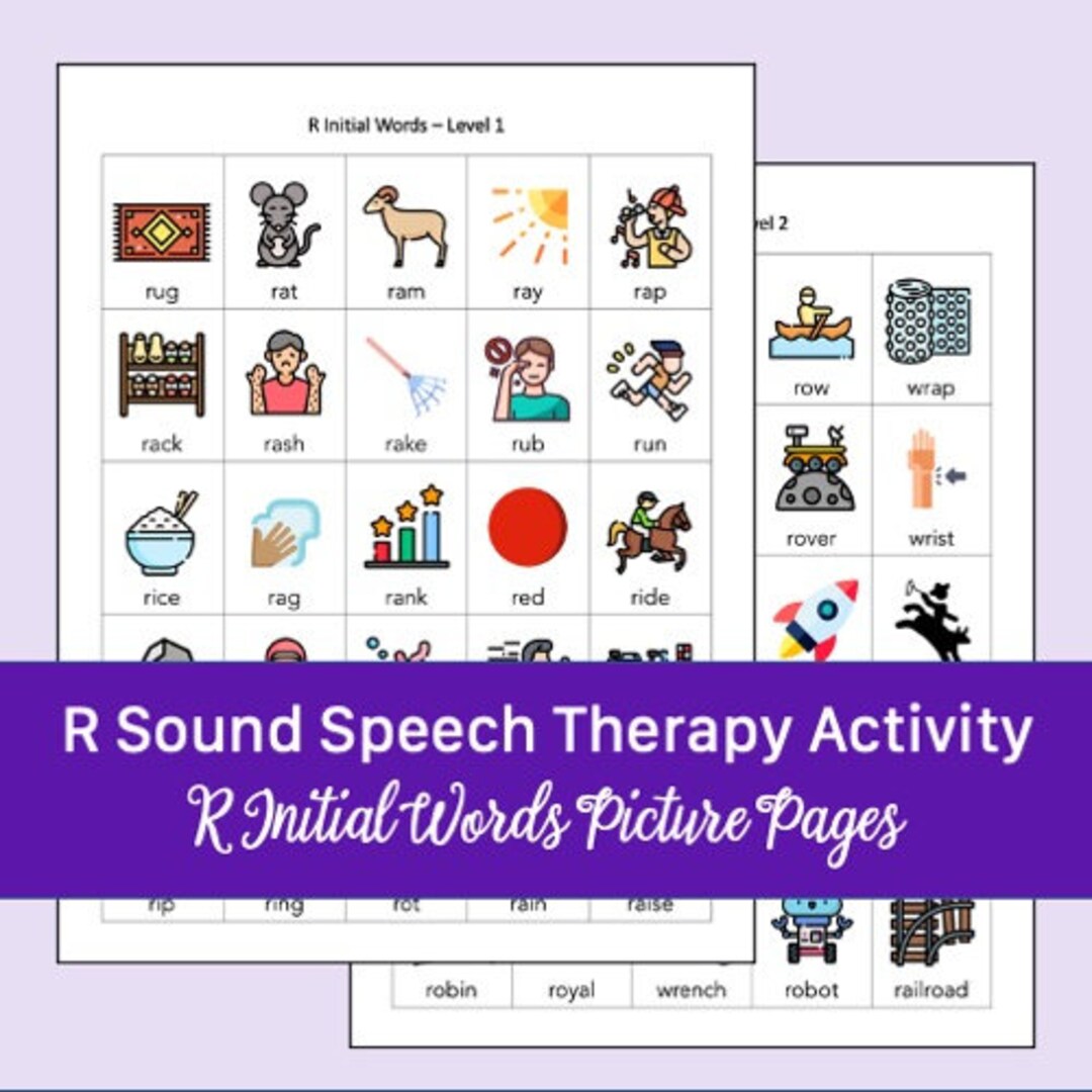 R Sound Speech Therapy Worksheet Picture Pages - Etsy