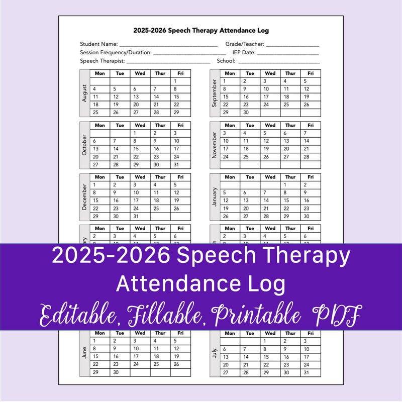 2026 Attendance Calendar - Etsy