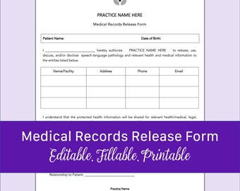 Record of Visits Form for Speech Therapy editable, Fillable, Printable ...