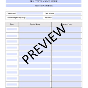 Speech Therapy Record of Visits Form editable Fillable - Etsy