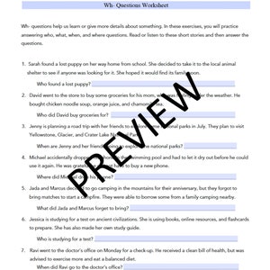 Wh- Questions Worksheet Bundle for Speech Therapy | Fillable, Printable ...