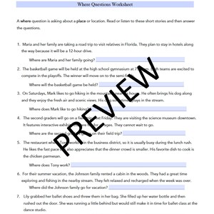 Wh- Questions Worksheet Bundle for Speech Therapy | Fillable, Printable ...