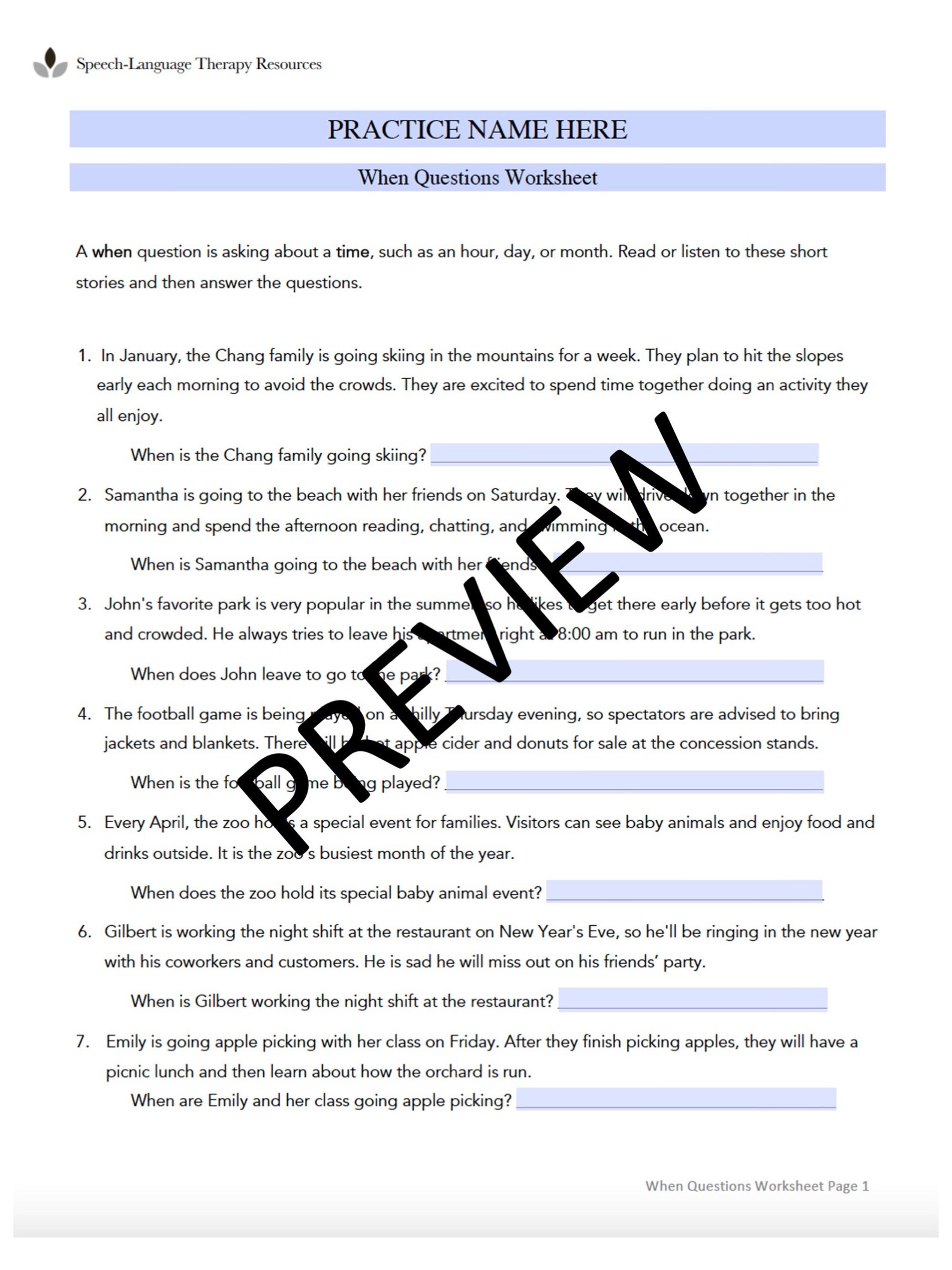 Wh- Questions Worksheet Bundle for Speech Therapy | Fillable, Printable ...