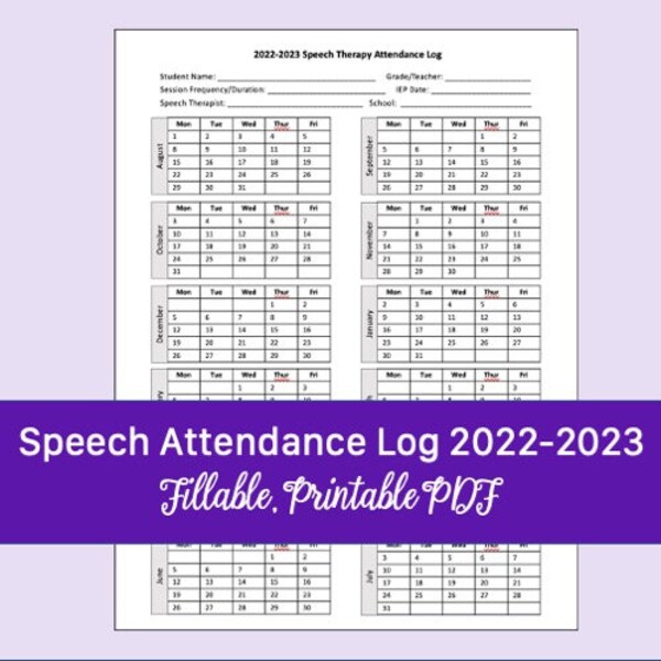 2022 Attendance Calendar - Etsy