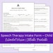 Speech Therapy Intake Form - Child, Extended Version | Fillable ...