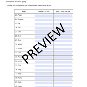 Intro to Easy Onsets Worksheet for Stuttering Speech Therapy | Editable ...