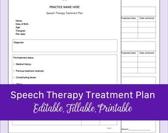 Speech Therapy Progress Report Template | Editable, Fillable, Printable ...