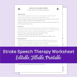 Stroke Speech Therapy Worksheet Editable, Fillable, Printable PDF - Etsy
