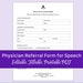 Physician Referral Form for Speech Therapy | Editable, Fillable ...