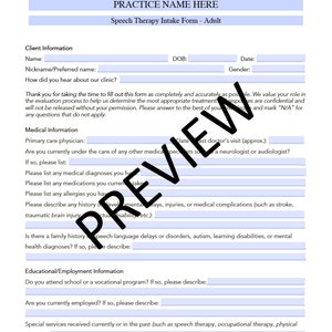 New Speech Therapy Practice Forms Bundle | Editable, Fillable ...