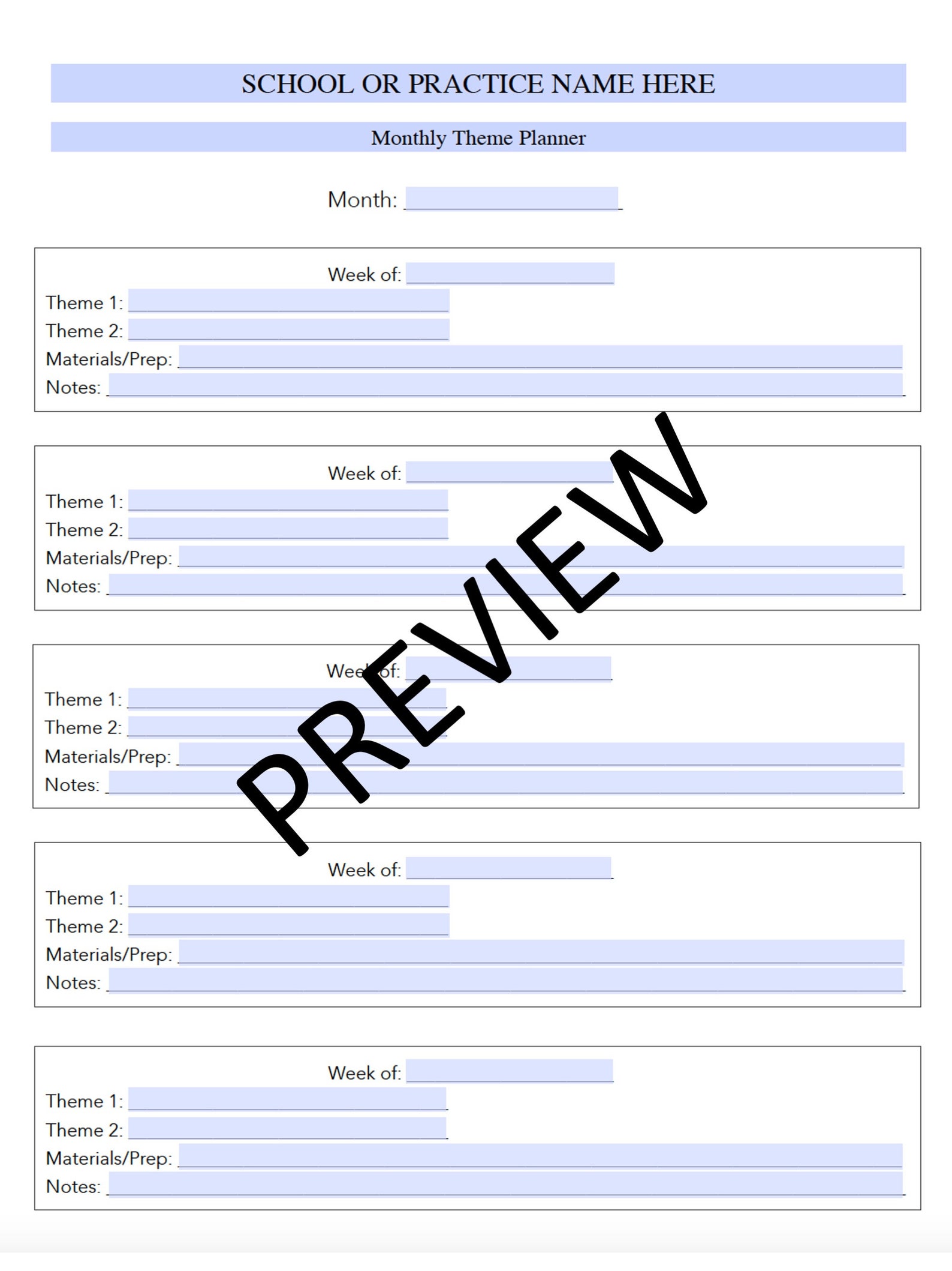Monthly Theme Planner Fillable, Printable PDF for Slps, Ots, Pts - Etsy ...
