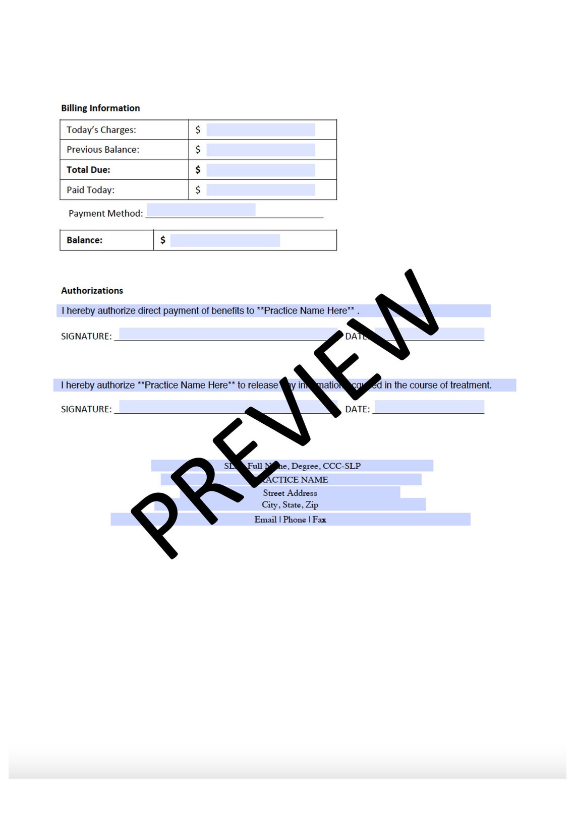 Superbill Template PDF for Speech Therapists - Editable | Fillable ...