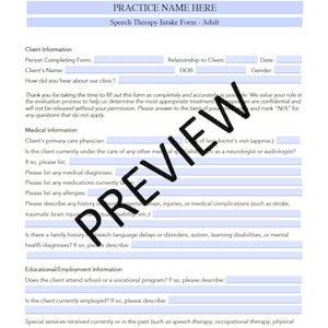 New Speech Therapy Practice Forms Bundle | Editable, Fillable ...