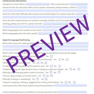 Speech Therapy Intake Form for Adults | Editable, Fillable, Printable ...
