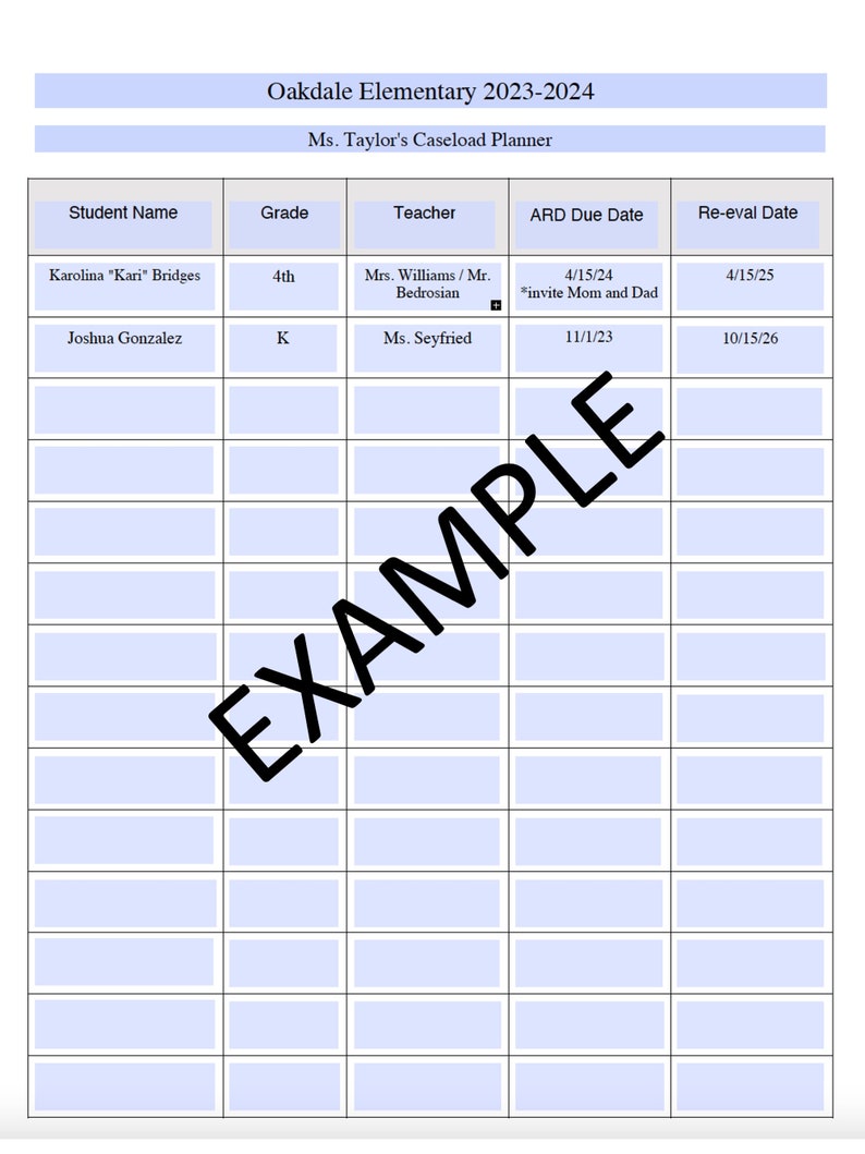 Caseload Planner | Fillable, Printable PDF for Slps, Ots, Pts ...