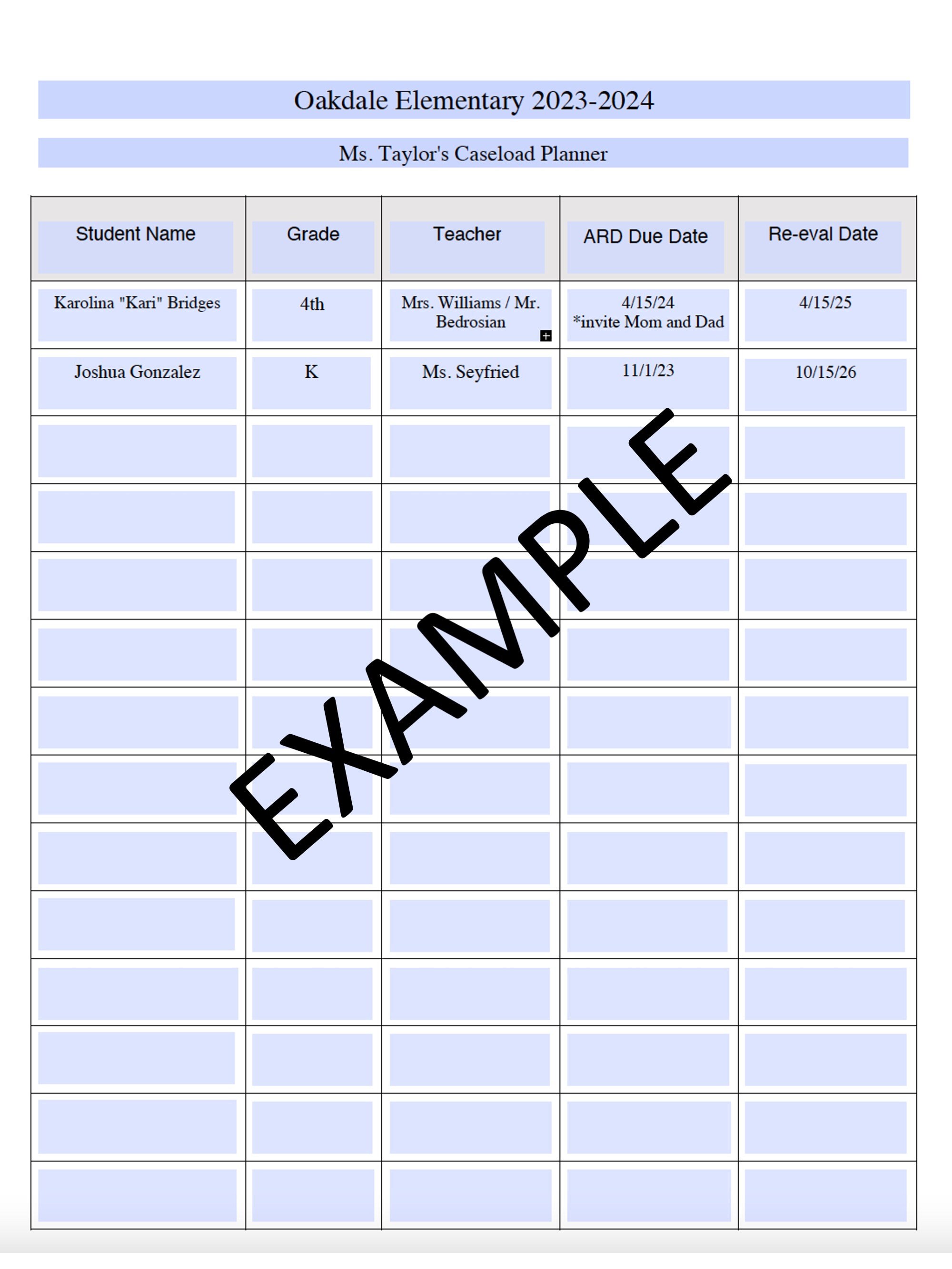 Caseload Planner | Fillable, Printable PDF for Slps, Ots, Pts ...