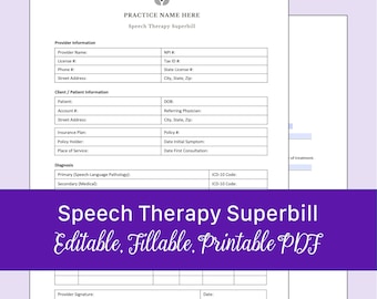 Superbill PDF Template for Mental Health / Counseling Editable ...