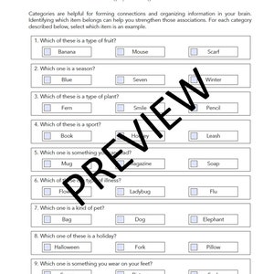 Category Matching Worksheet for Speech Therapy Fillable, Printable PDF ...