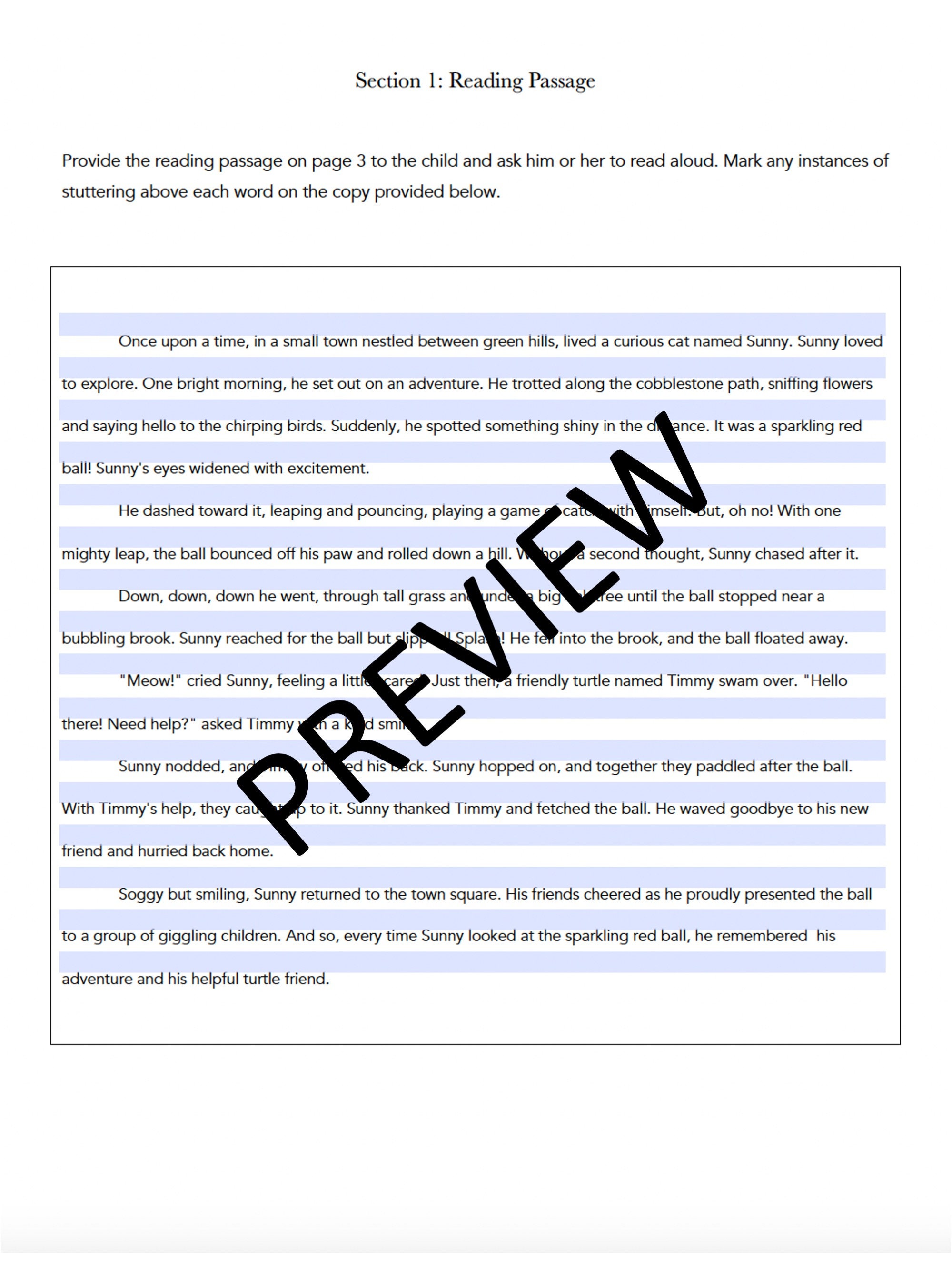 Informal Fluency Assessment for Speech Therapy | Editable, Fillable ...