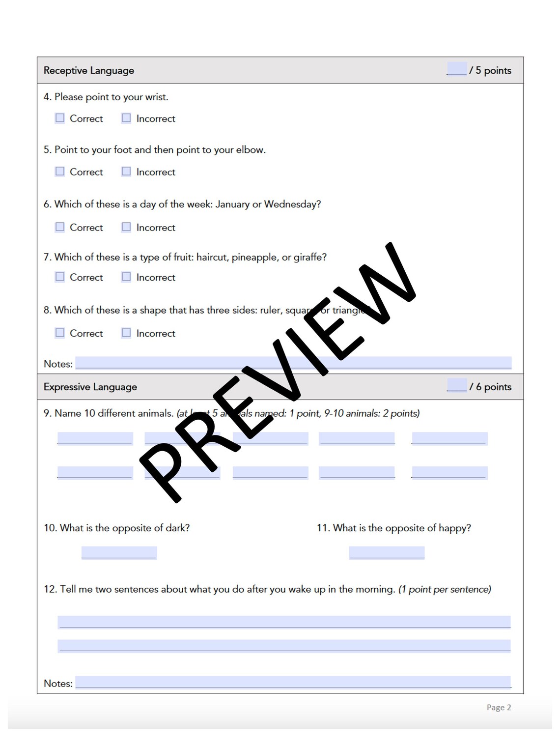 Cognitive Communication Screening Assessment | Fillable, Printable PDF ...