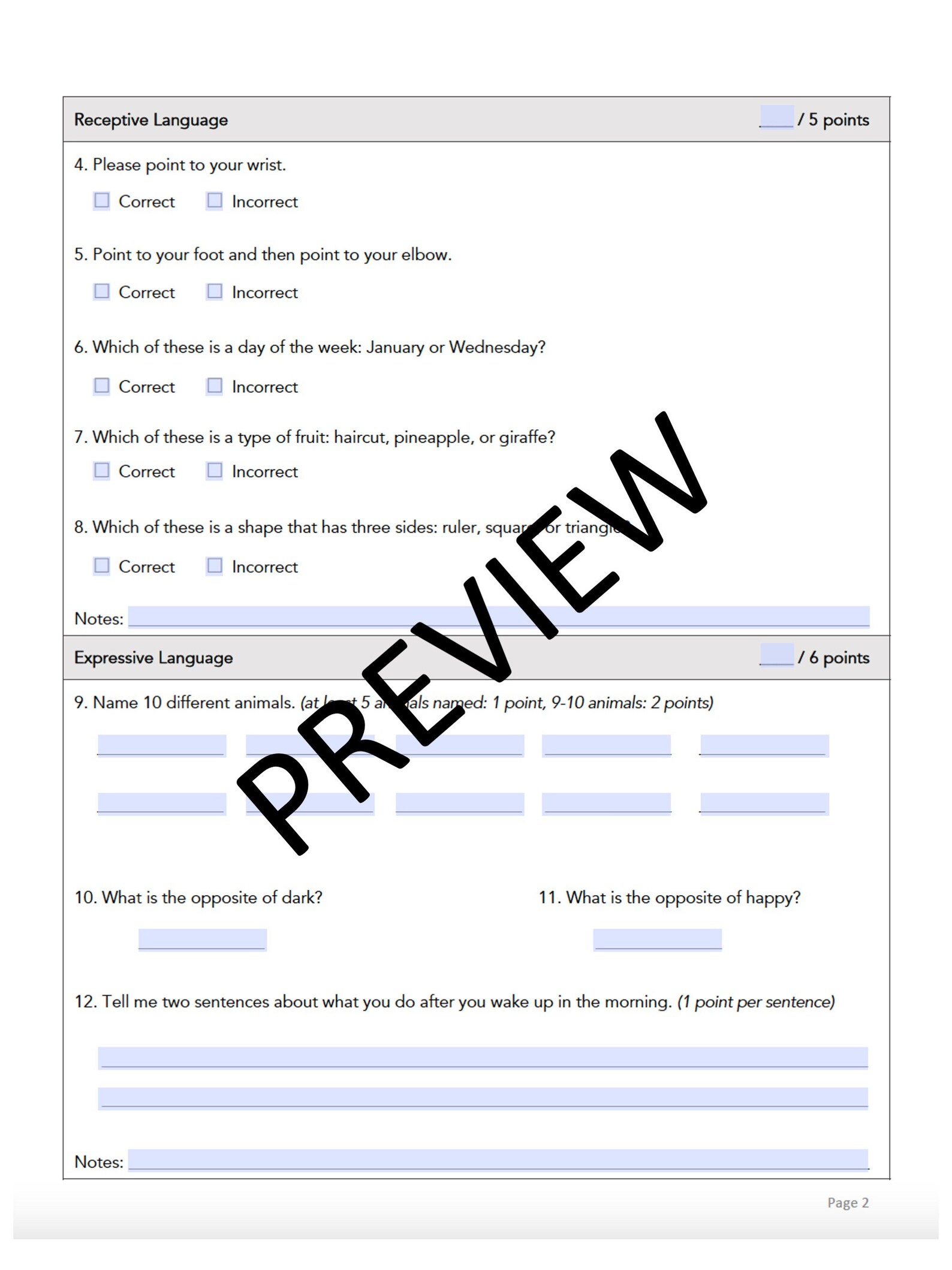 Cognitive Communication Screening Assessment | Fillable, Printable PDF ...