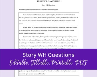 How Questions Worksheet for Apraxia for Speech Therapy (editable ...