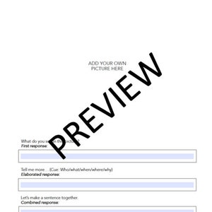 Response Elaboration Training Speech Therapy Worksheet for Aphasia ...