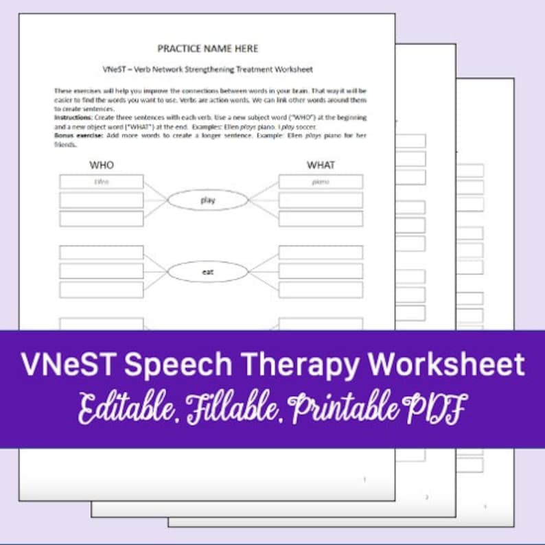 Vnest verb Network Strengthening Treatment Speech Therapy - Etsy