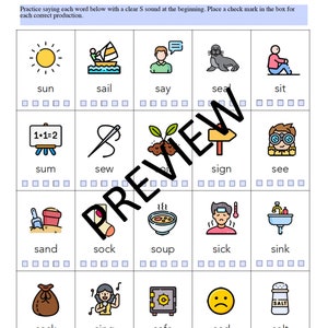 Initial /s/ Words Worksheet for Speech Therapy | Fillable PDF With ...