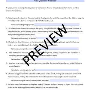 Who Questions Speech Therapy Worksheet | Fillable, Printable PDF - Etsy