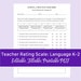 Teacher Rating Scale: Language, K-2 for Speech Therapy | Fillable ...
