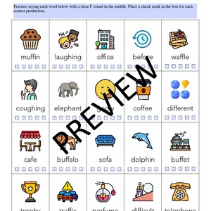 Medial /f/ Words Worksheet for Speech Therapy | Fillable PDF With ...