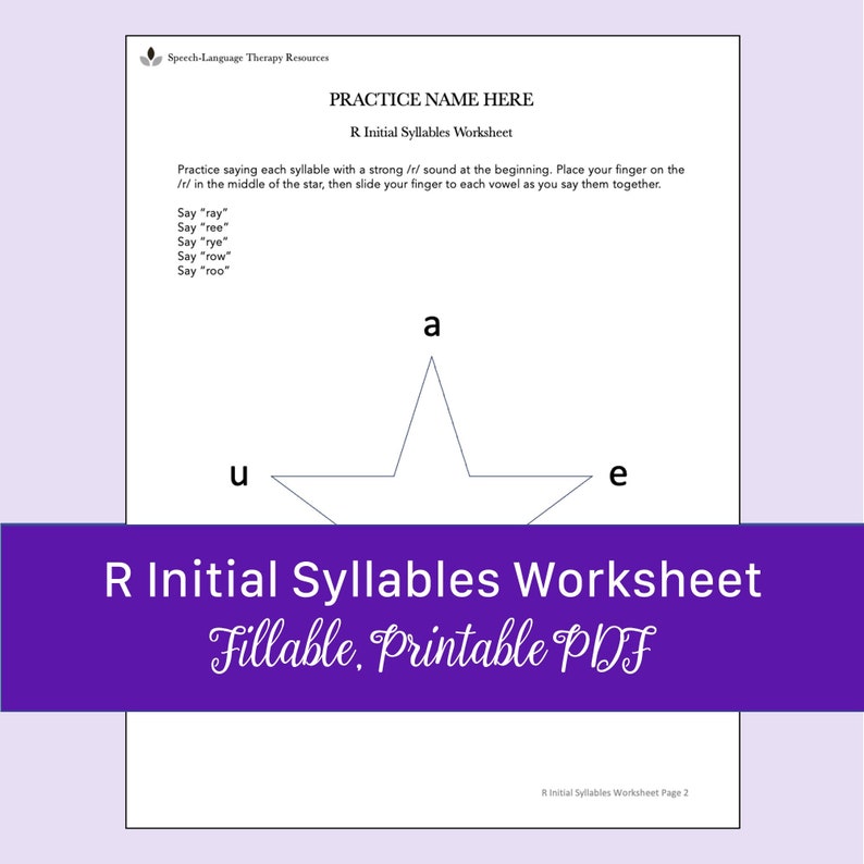 R Hoja de trabajo de sílabas iniciales para logopedia / PDF rellenable ...