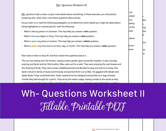 Wh Questions Bingo Game for Speech Therapy Activity for Language ...