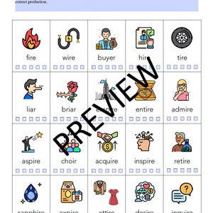 Final /r/ Words ire Sound Worksheet for Speech Therapy Fillable PDF - Etsy