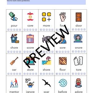 Final /r/ Words - "or" Sound Worksheet for Speech Therapy | Fillable ...