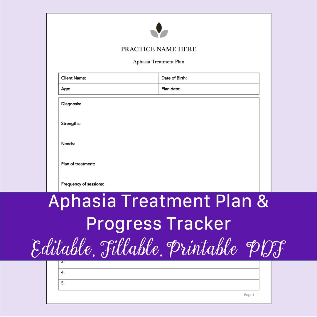 Speech Therapy Treatment Plan Template | Editable, Fillable, Printable ...
