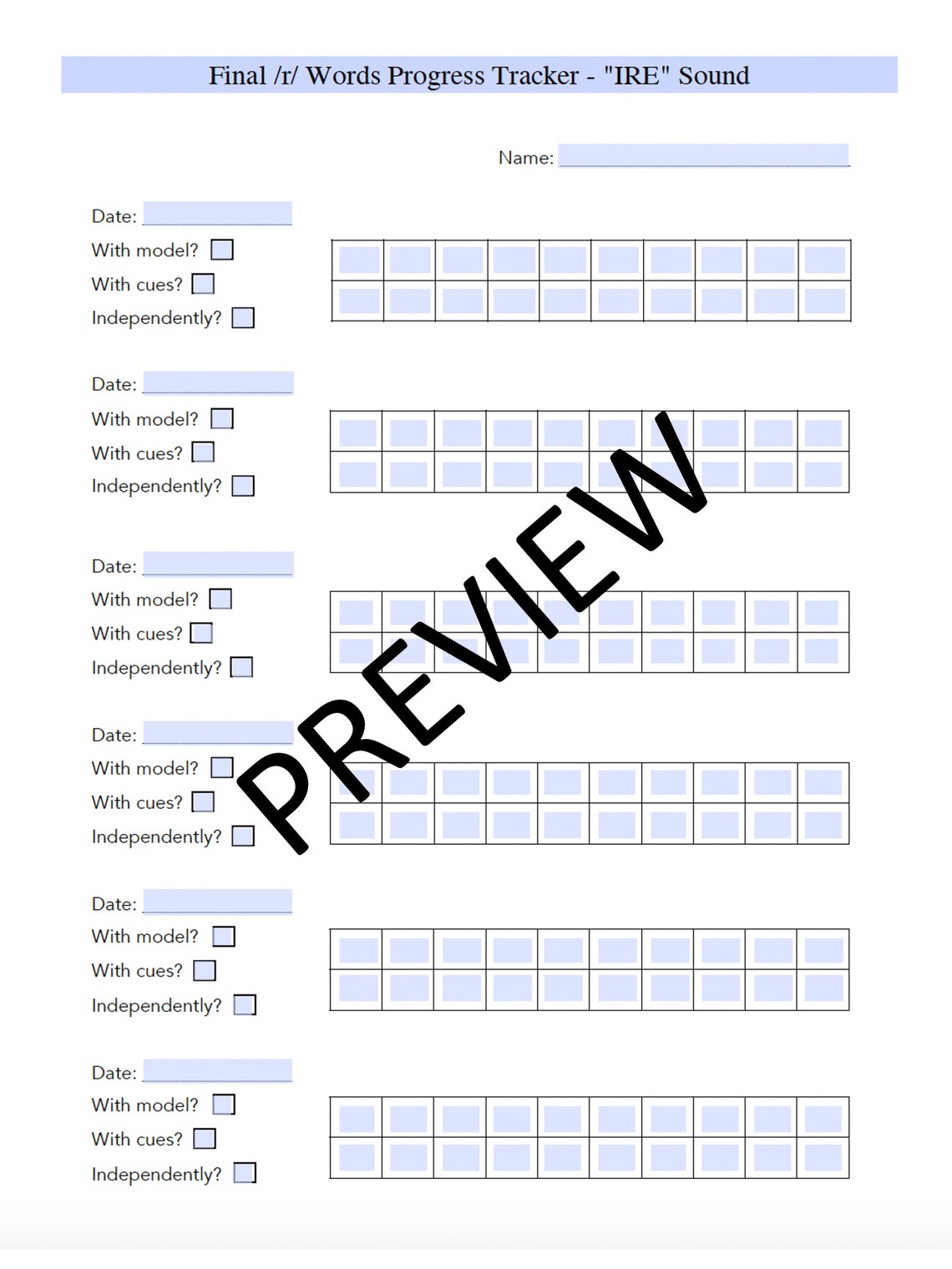 Final /r/ Words ire Sound Worksheet for Speech Therapy Fillable PDF - Etsy
